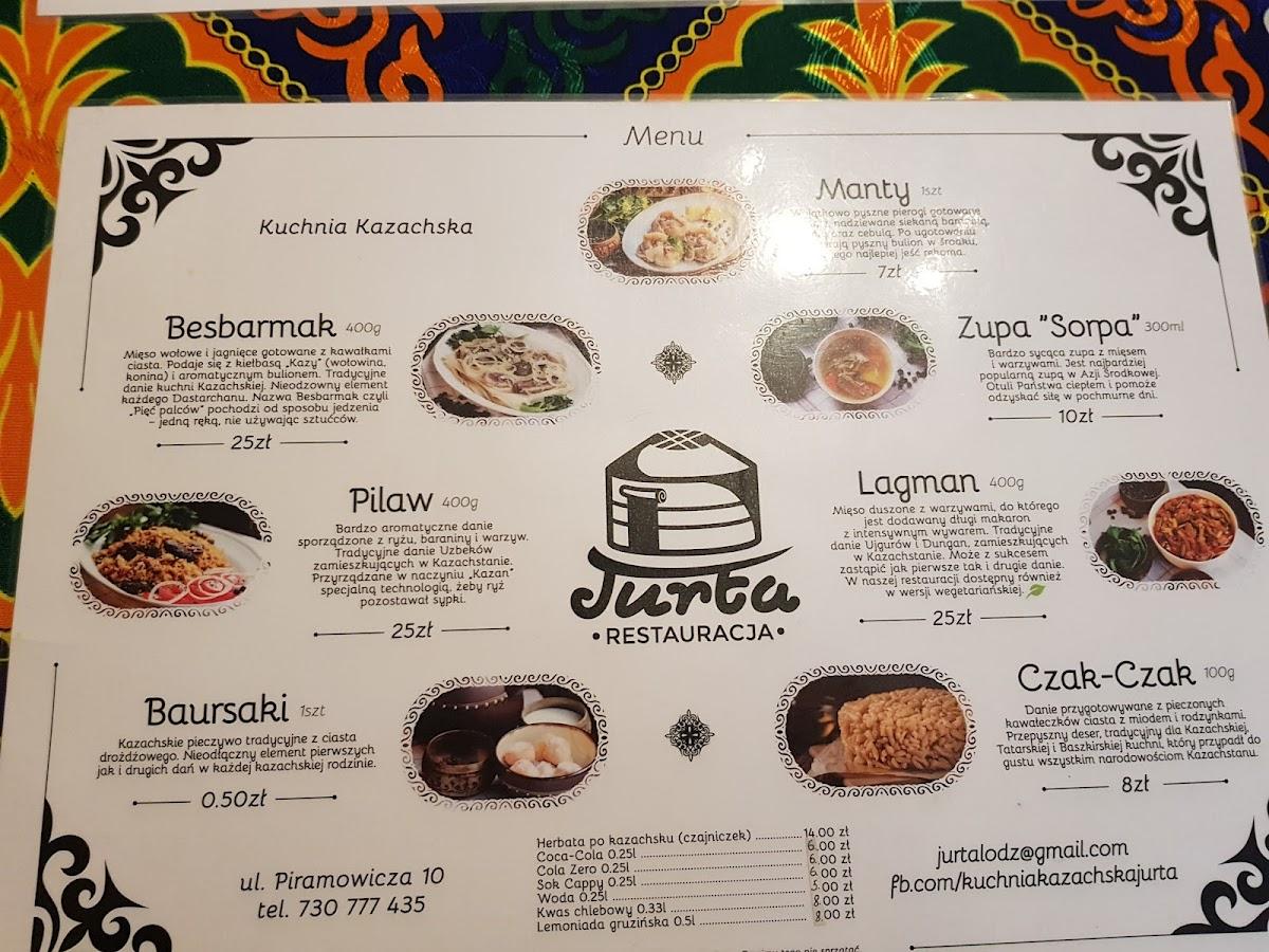 Menu at Kuchnia Kazachska "Jurta" restaurant, Łódź