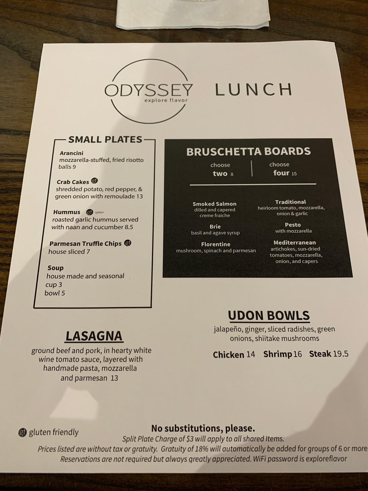 Menu at Odyssey Downtown pub & bar, Hastings