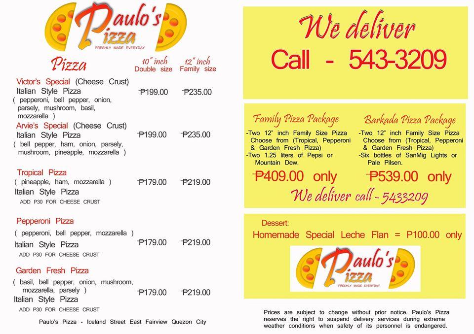 Paulo's Pizza pizzeria, Quezon City