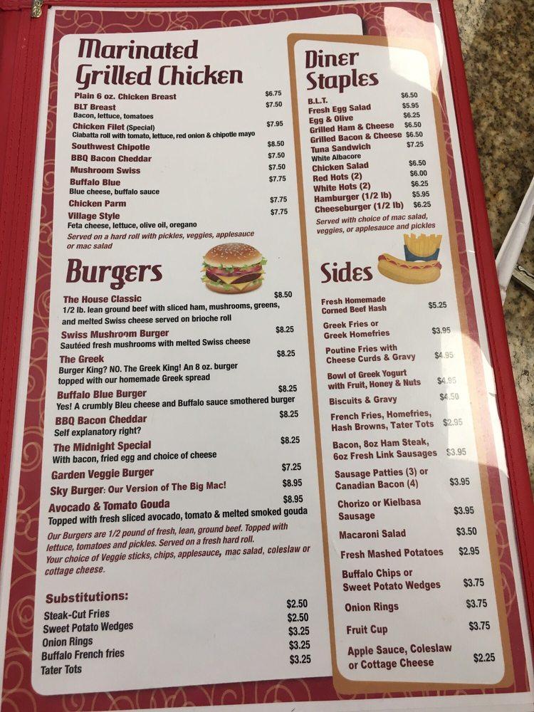 Carta del restaurante The Original Steve's Diner, Rochester, Penfield Rd