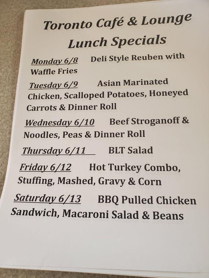 Menu at Toronto Cafe & Lounge, Toronto