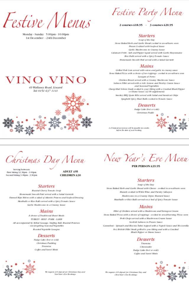 Menu at Vino Vino restaurant, Wallasey, 49 Wallasey Rd
