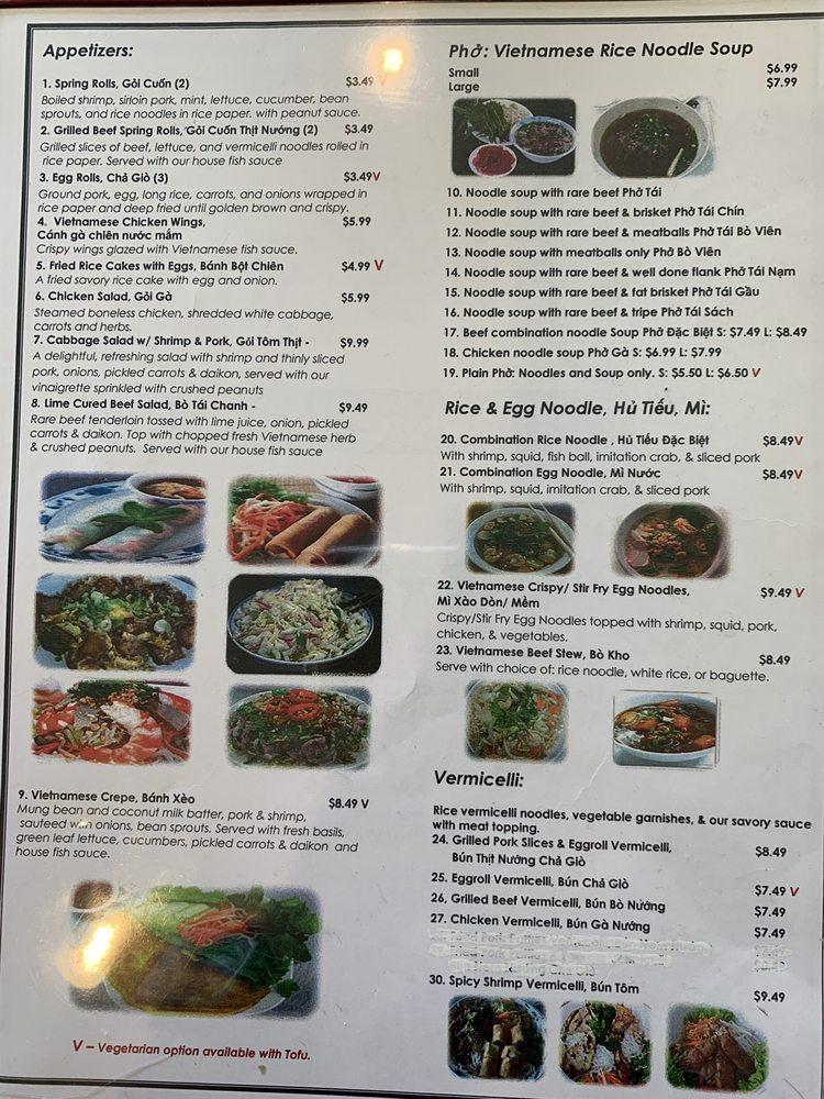Menu at Pho 36 restaurant, Avon
