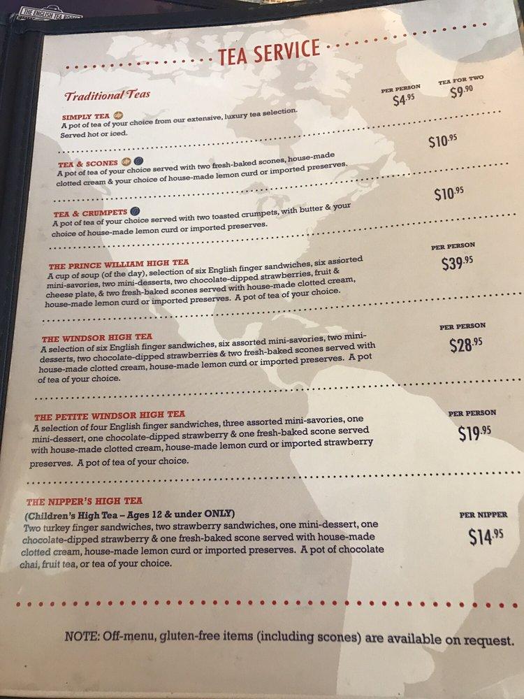 Menu at The English Tea Room & Eatery restaurant, Covington