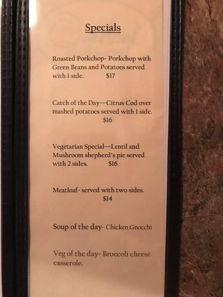 Menu at The Overlook Restaurant, Leavenworth