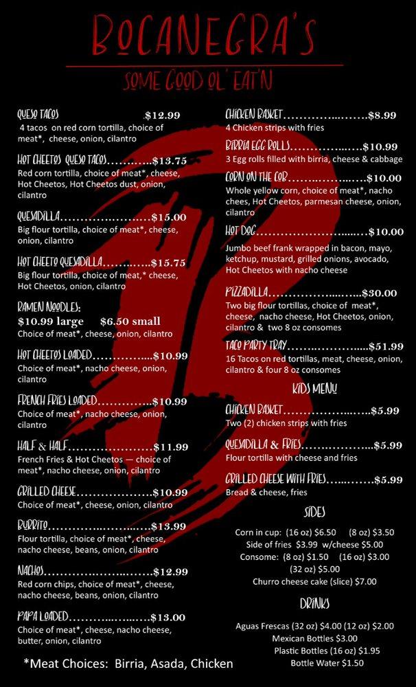 Menu at BOCANEGRA’S KITCHEN restaurant, Baytown