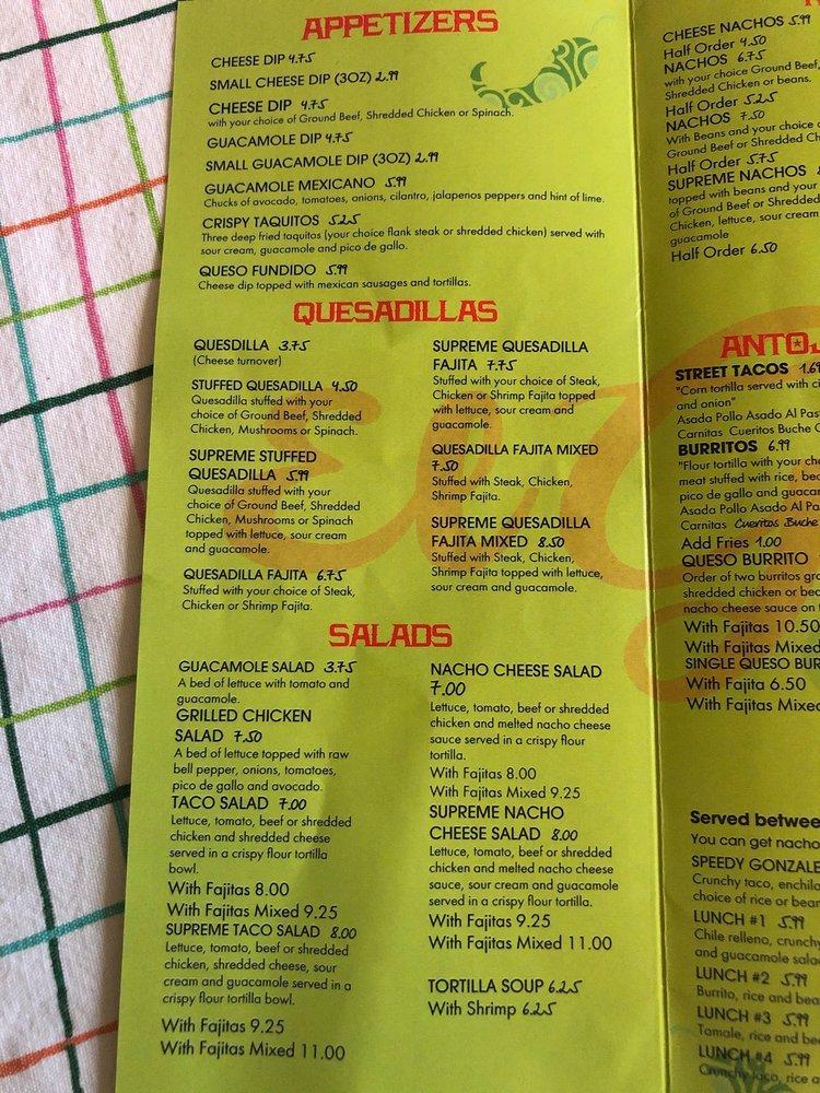 Menu at El Guero Mexican Grill restaurant, Lilburn