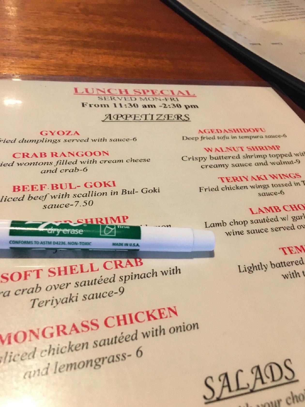 Menu at Kaizen Sushi Bar & Grill, Sturbridge
