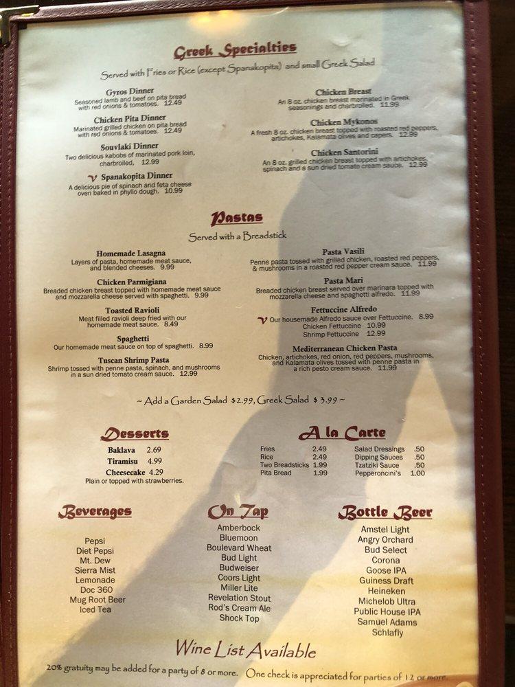 Menu at Alex's Pizza Palace pizzeria, Rolla