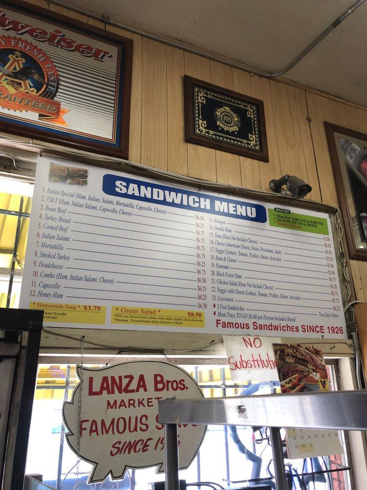 Menu at Lanza Brothers Market restaurant, Los Angeles