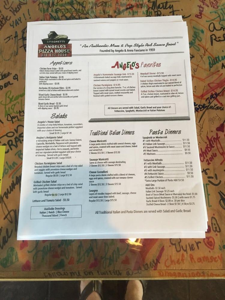 Menu at Angelo's Italian Restaurant - Wichita, Wichita