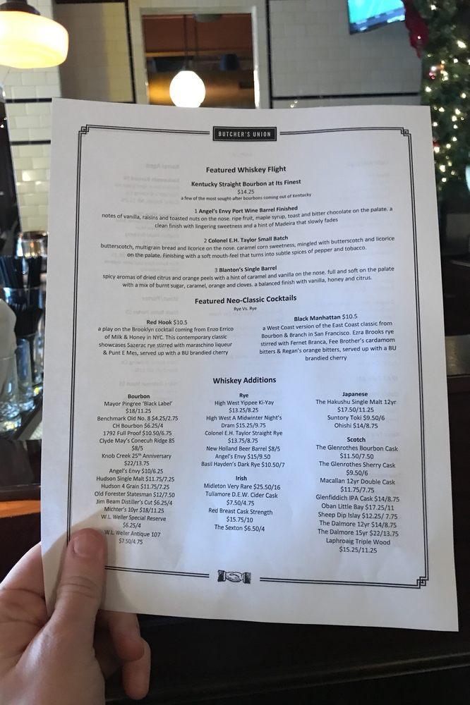 Menu at Butcher's Union pub & bar, Grand Rapids, 438 Bridge St NW