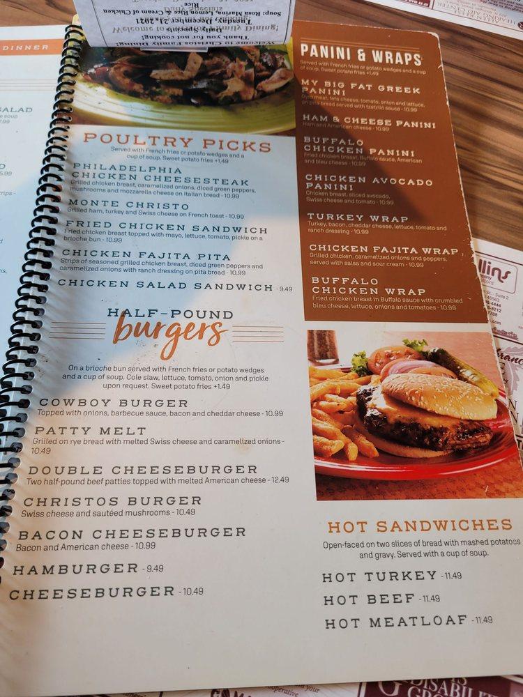 Menu at Christos Family Dining restaurant, Plymouth