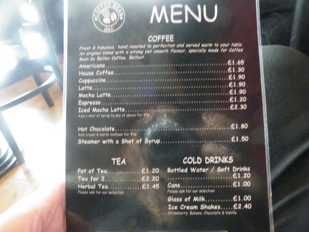 Carta de The Bean Deli, Kirkcaldy