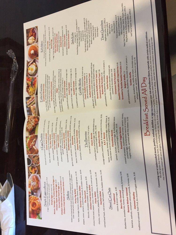 Menu at Eddie's Diner restaurant, Plano