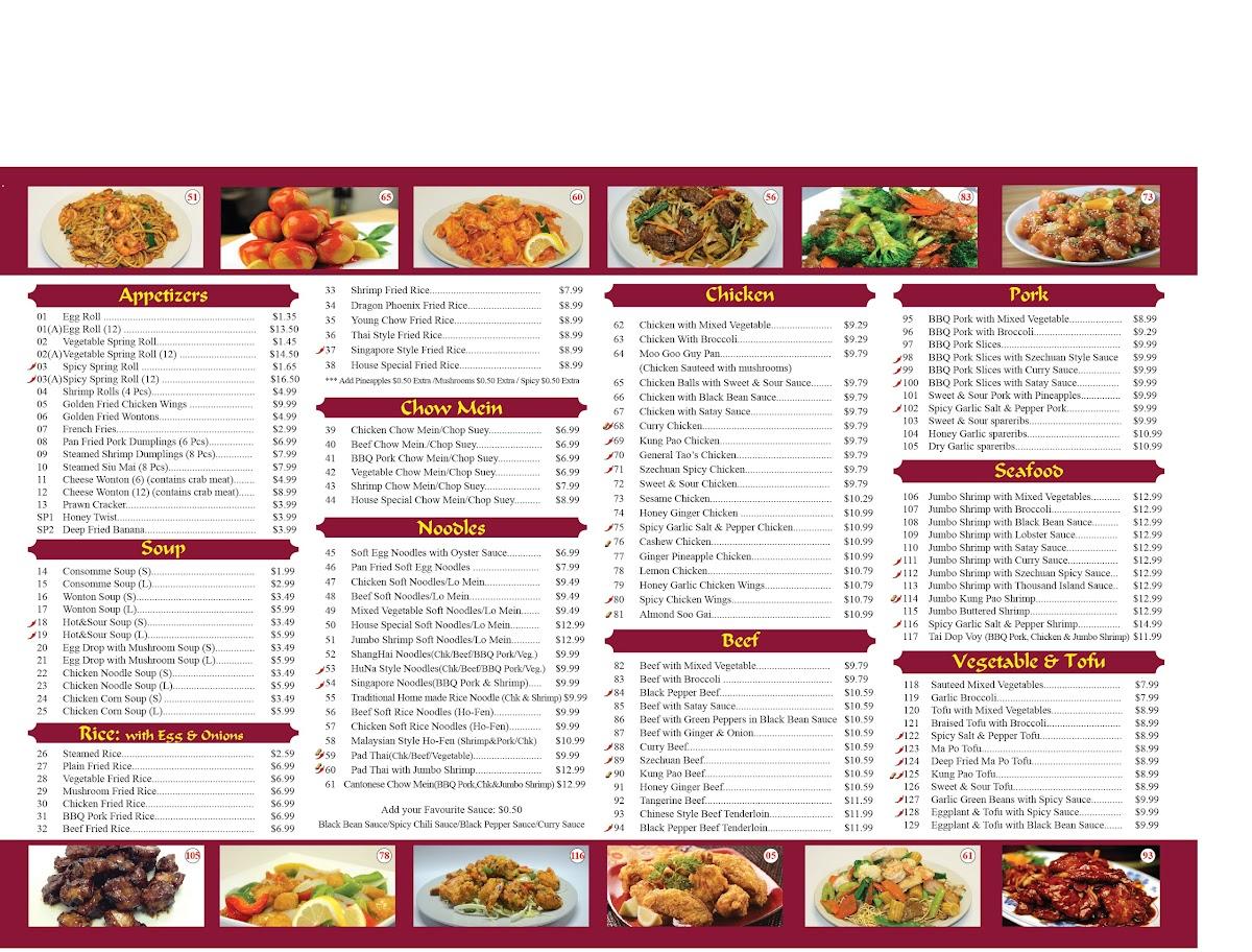 Menu at Golden Harvest Asian Cuisine restaurant, Burlington
