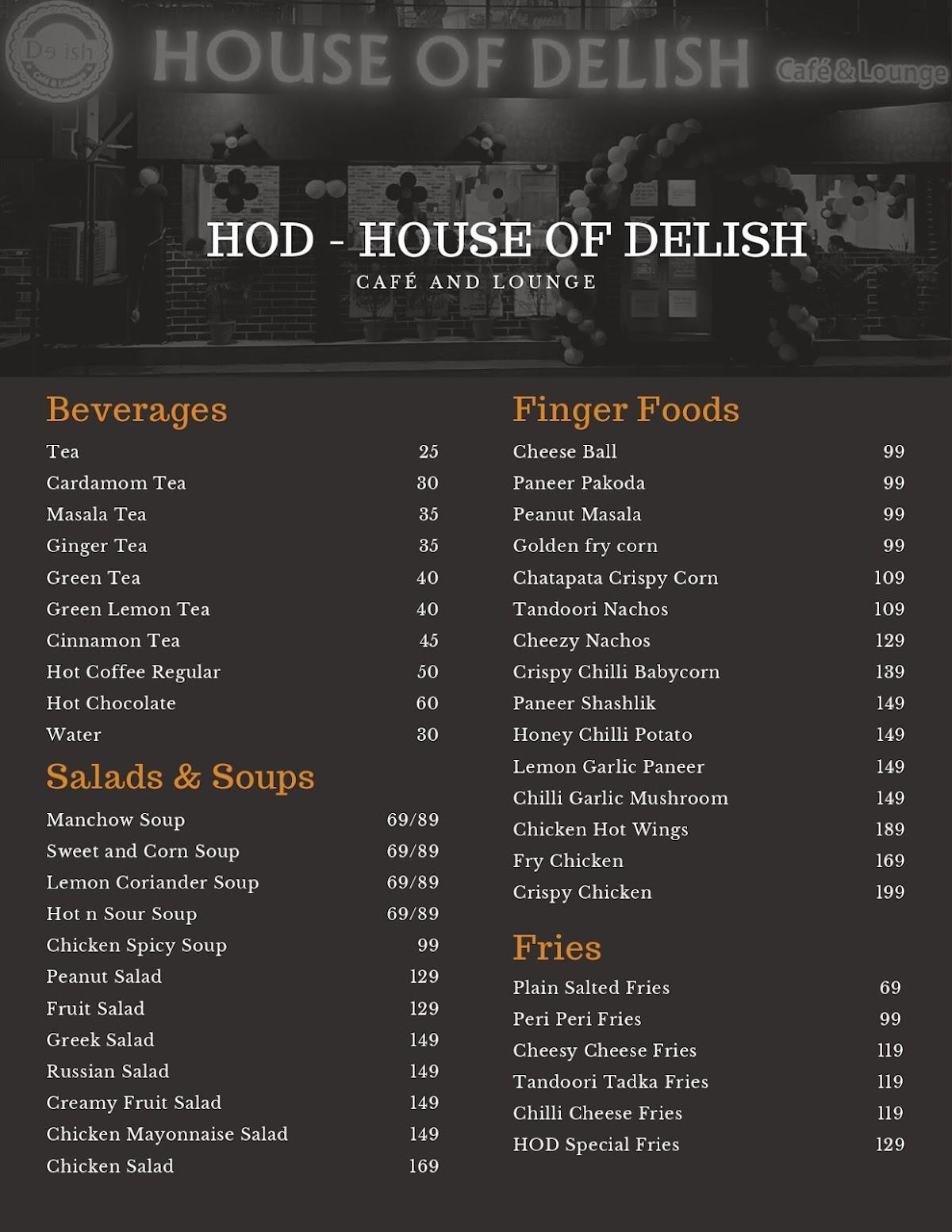 Menu at HOD - House Of Delish Café and Lounge, Bhopal