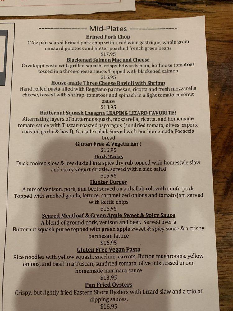 Menu at Leaping Lizard Cafe, Virginia Beach, Shore Dr