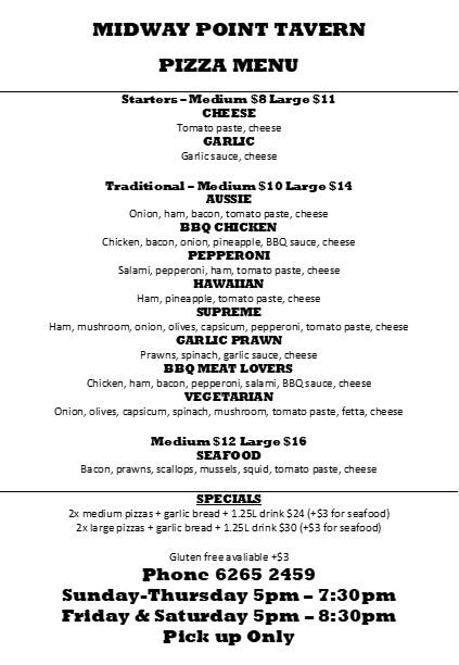 Menu at Midway Point Tavern pub & bar, Midway Point