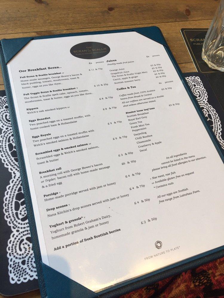 Menu at The Scran and Scallie pub & bar, Edinburgh