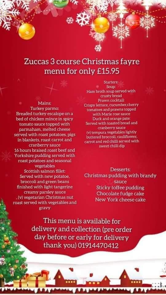 Menu at Zucca Italian restaurant, Houghton le Spring