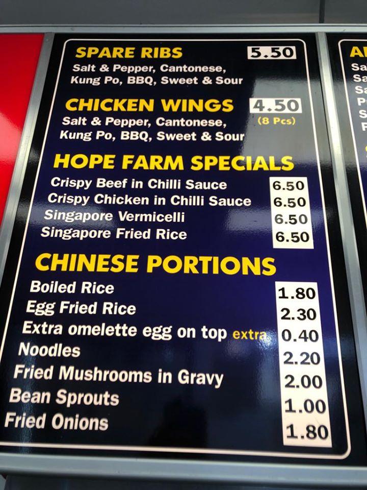 Menu at Hope Farm Fish Bar, Ellesmere Port
