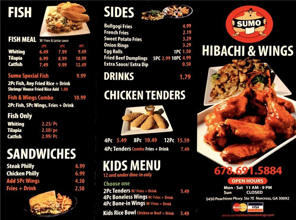 Menu at Sumo Hibachi & Wings restaurant, Norcross