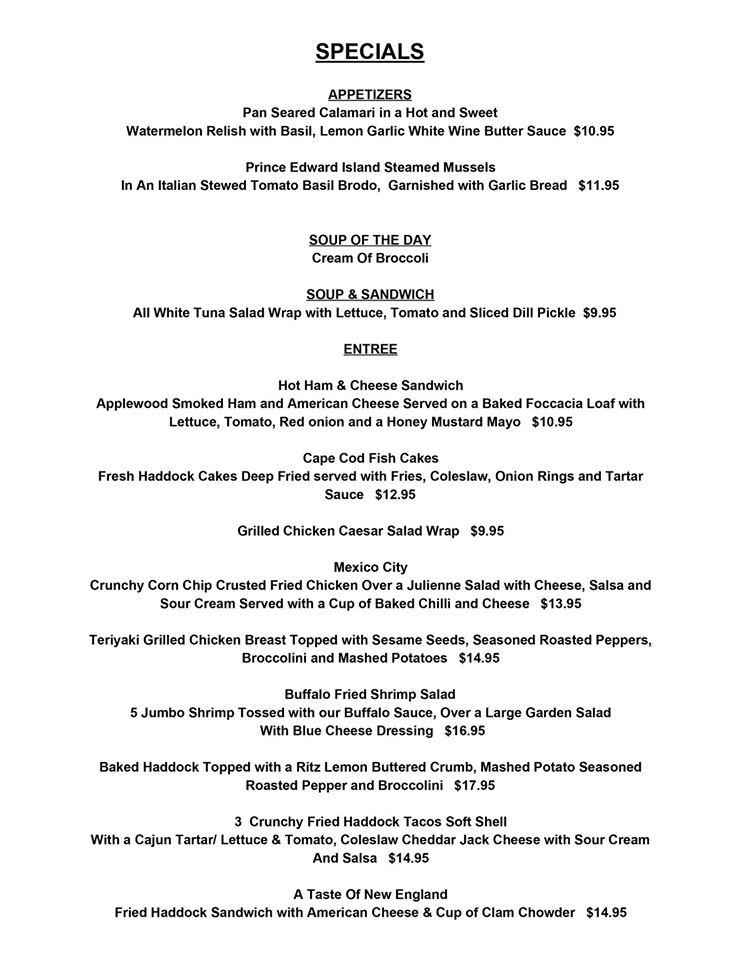Menu at Thirsty Whale pub & bar, Newburyport, 24 Market Square
