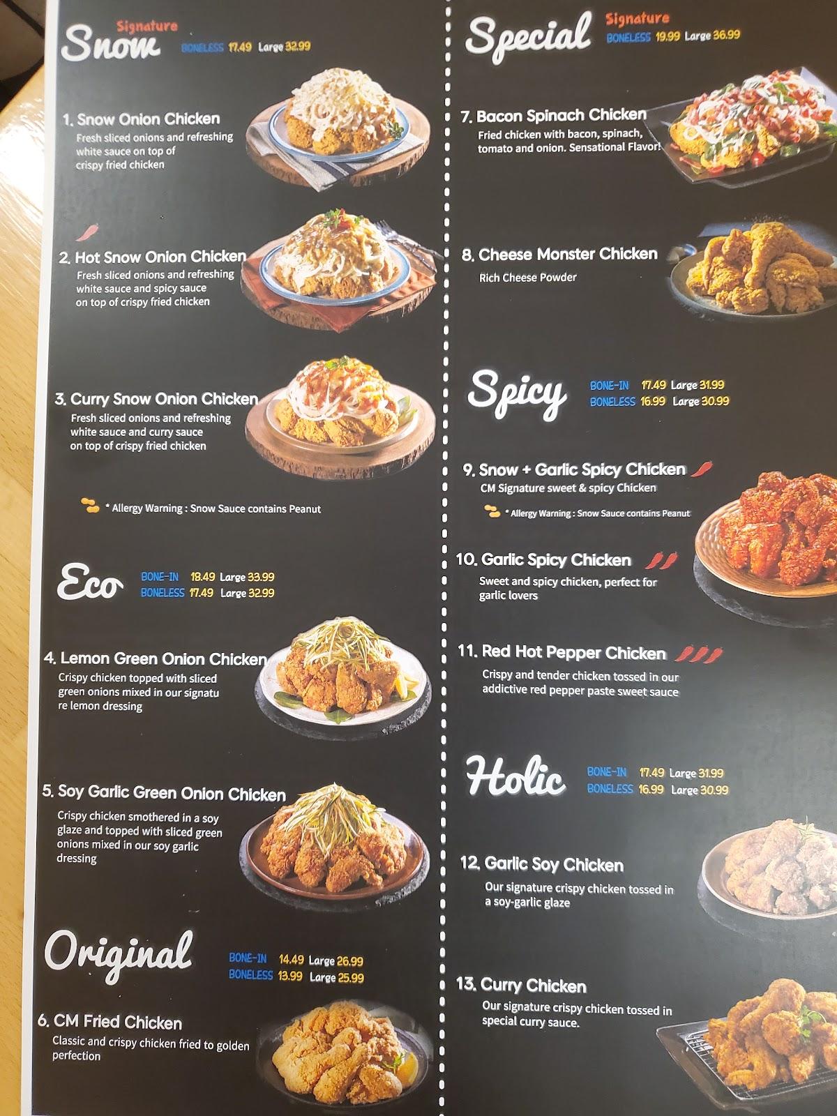 Menu au OM CHICKEN LADNER restaurant, Delta