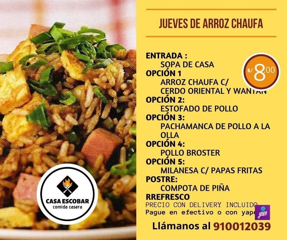 Menu at Casa Escobar, Ayacucho