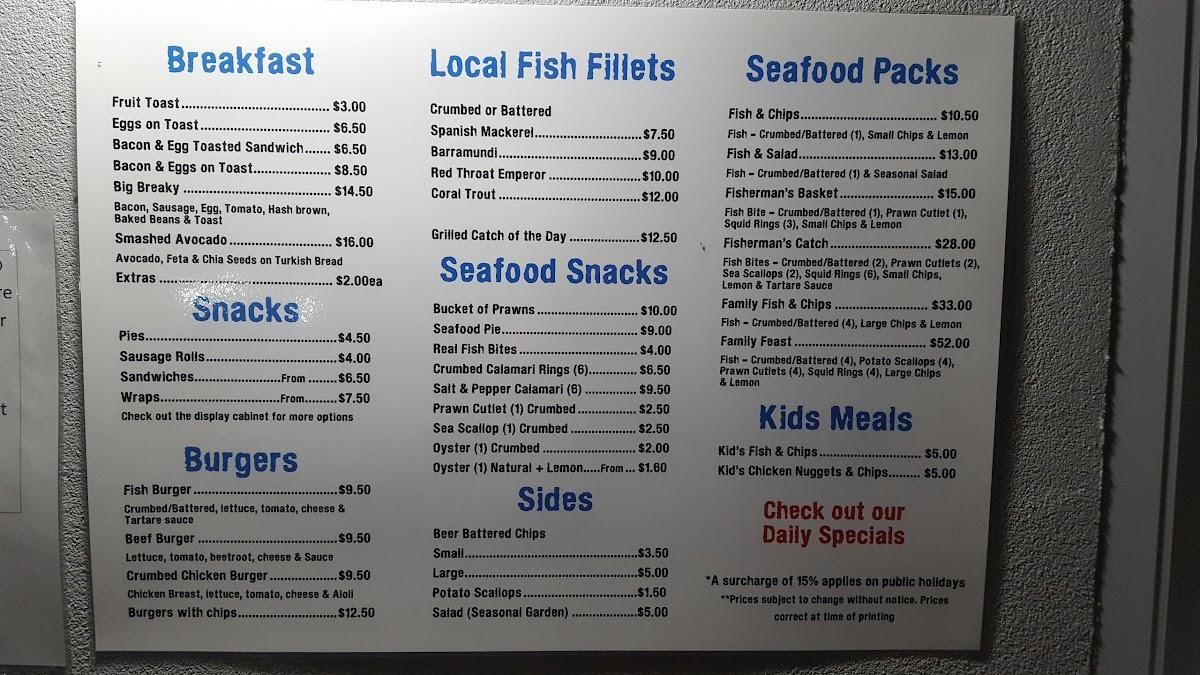 Menu at Debbie's Seafood - Retail Superstore restaurant, Slade Point