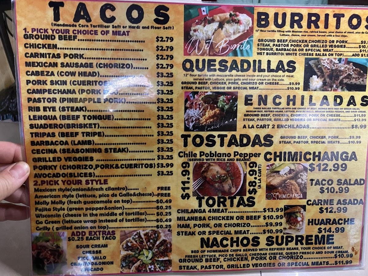 Menu at Don Taco Mexican Restaurant, Tarpon Springs