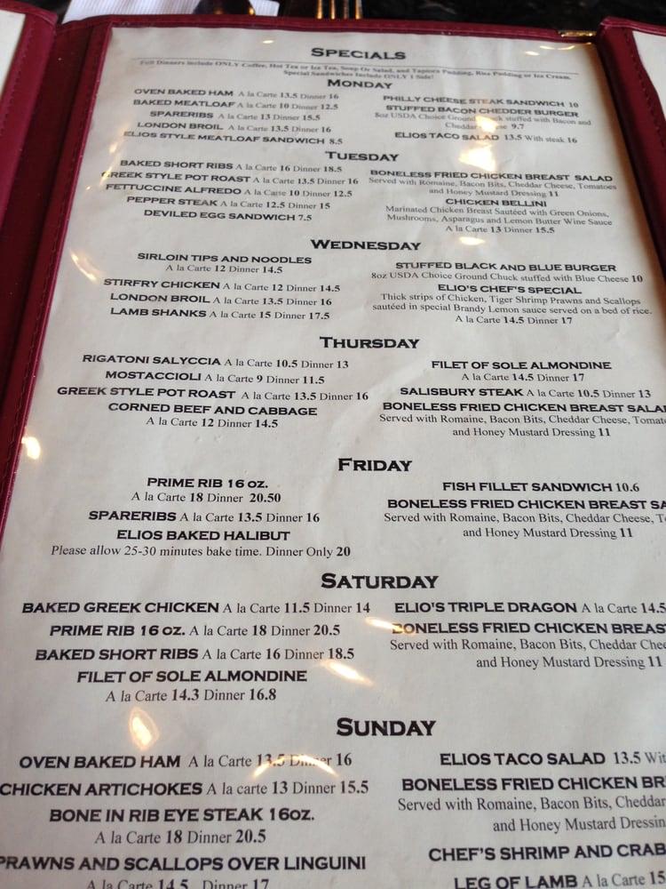 Menu at Elios Family Restaurant, San Leandro