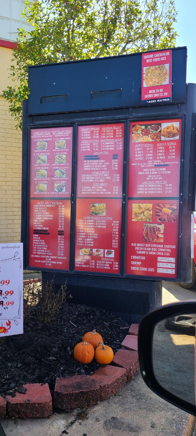 Menu at Ellis Seafood restaurant, Jackson, 350 Meadowbrook Rd