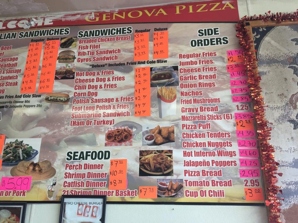 Menu at Genova Pizza pizzeria, East Chicago
