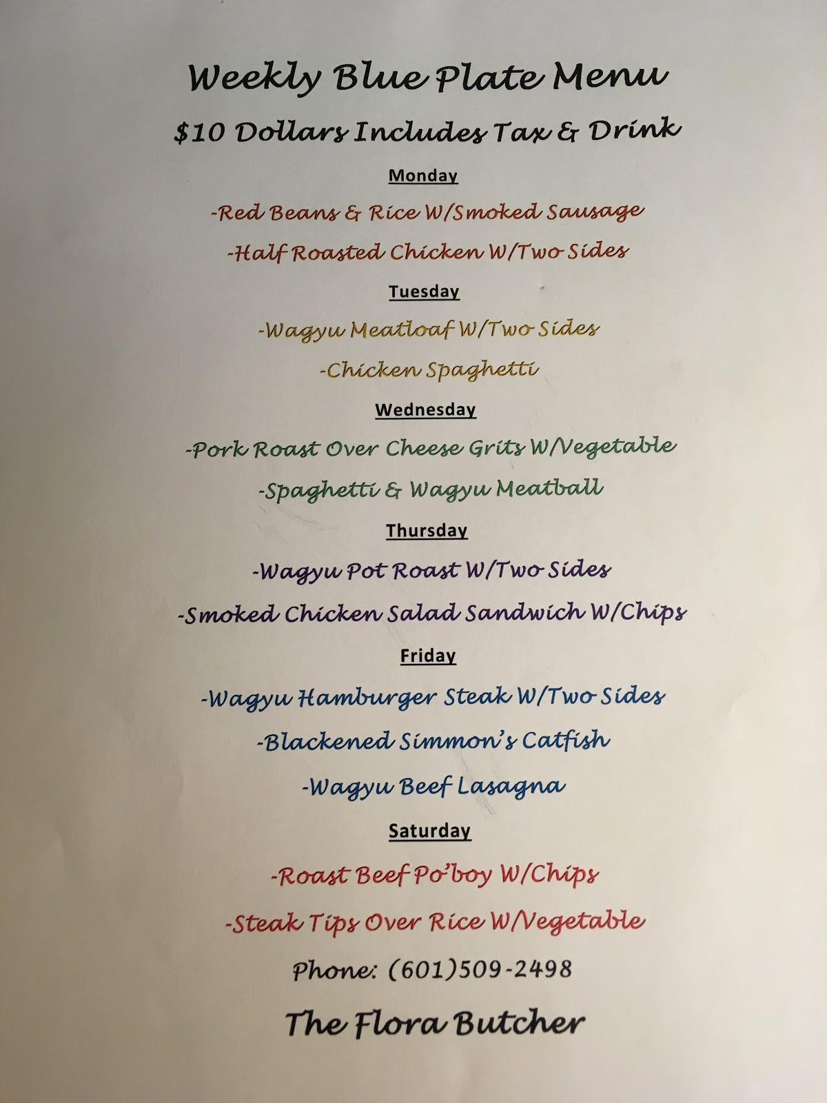Menu at The Flora Butcher restaurant, Flora