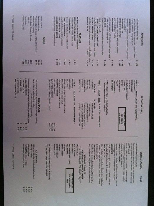 Menu at BlueSalt Fish Grill restaurant, Redondo Beach