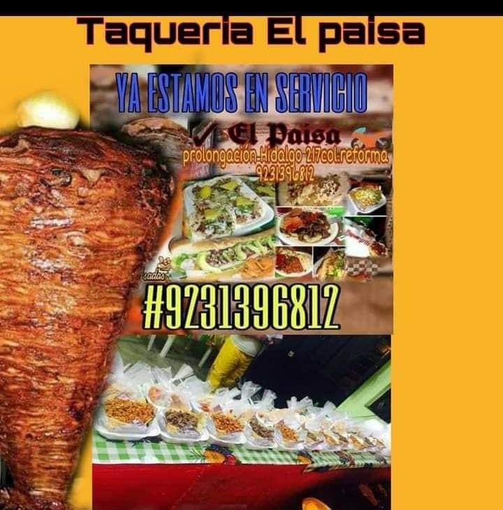 Menu at El Paisa restaurant, Las Choapas