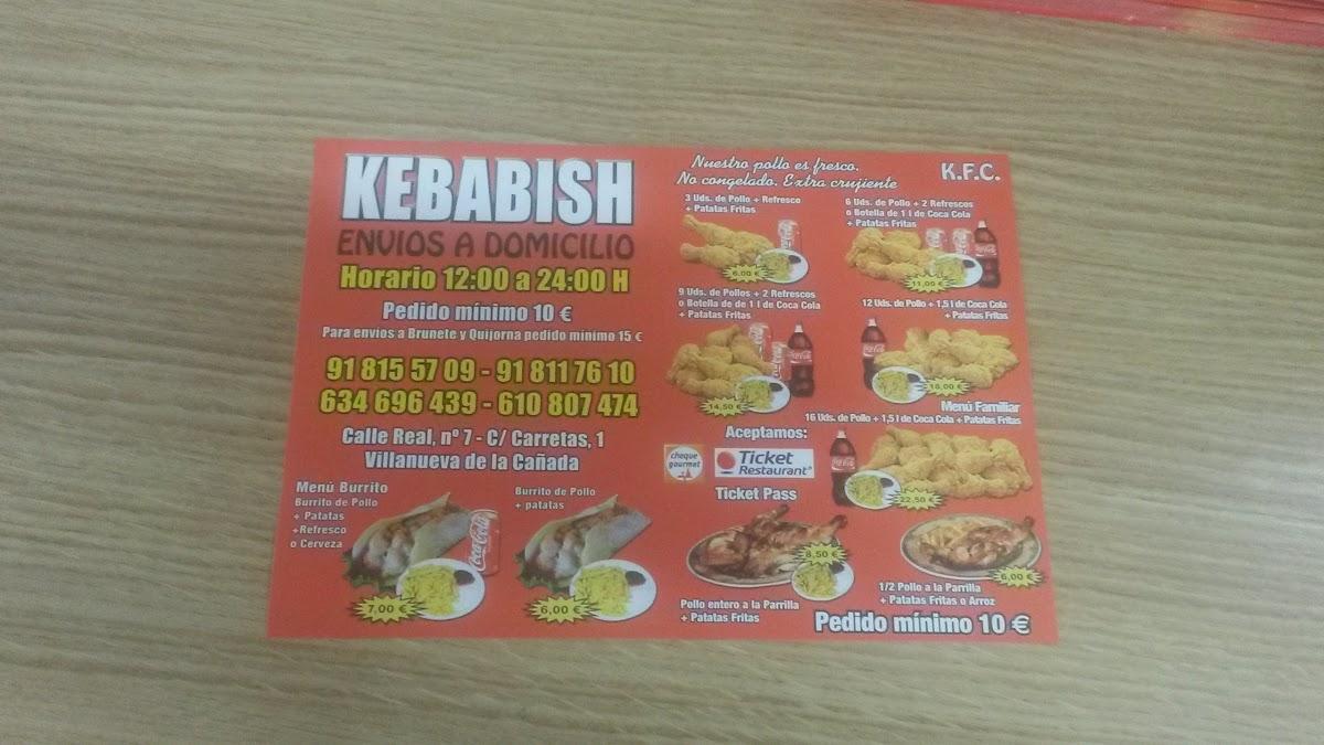 Menu at Kebabish restaurant, Villanueva de la Cañada