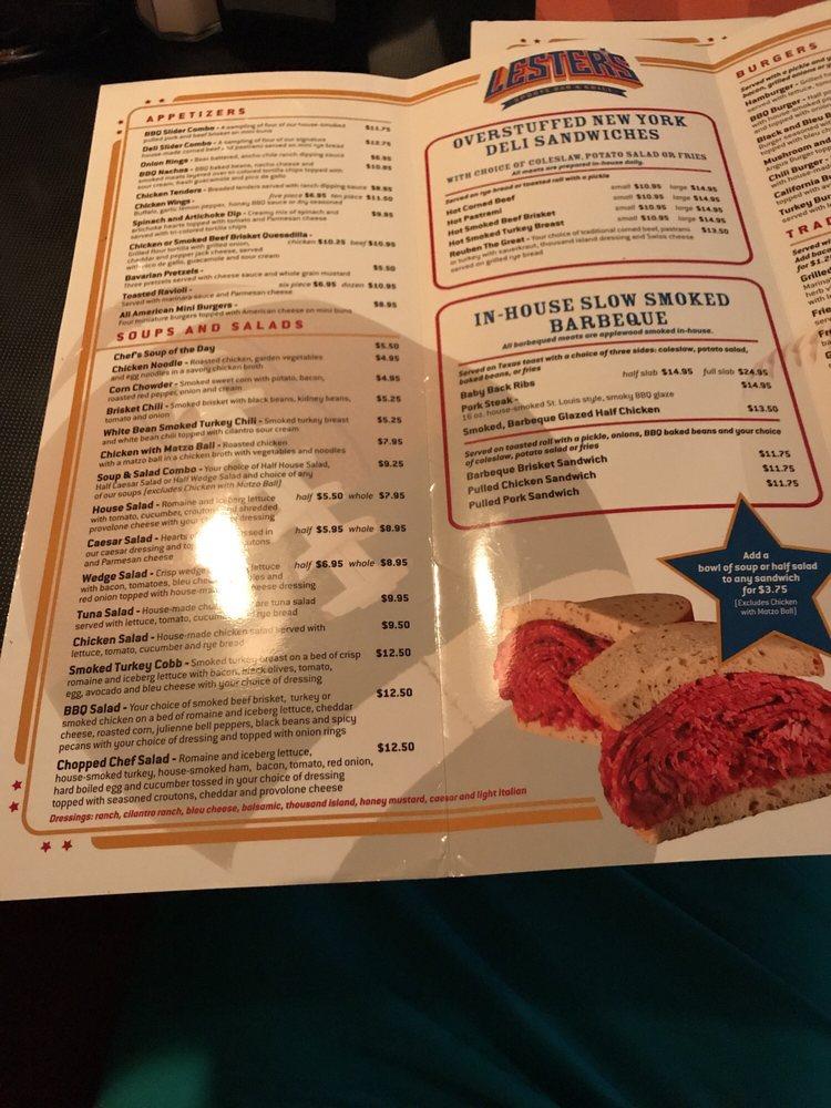 Menu at Lester's pub & bar, Ladue, Clayton Rd