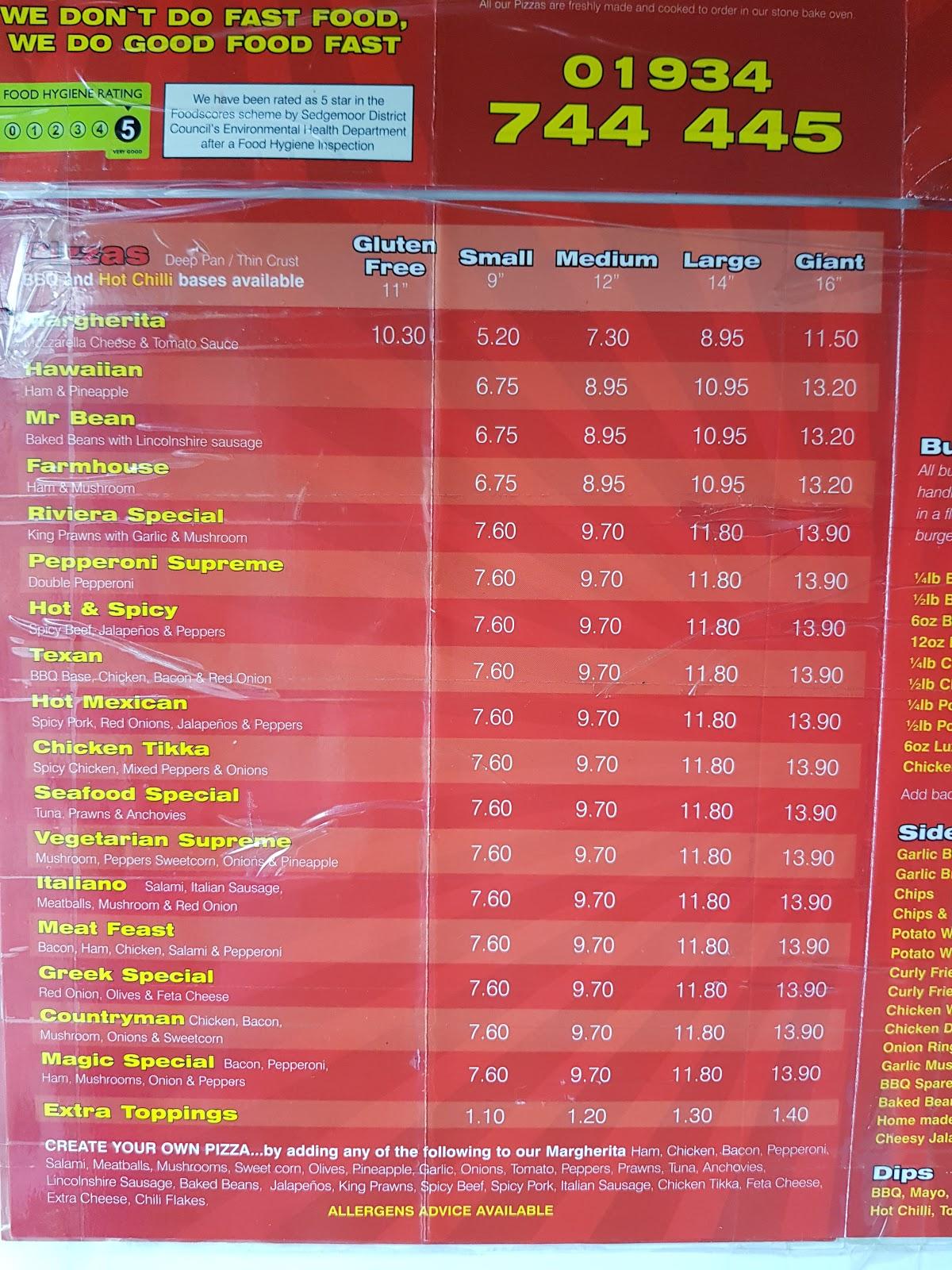 Menu at Pizza Magic fast food, Cheddar
