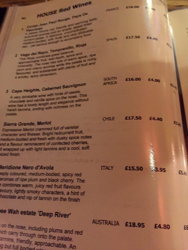 Menu at The Seahorse Restaurant, Llandudno