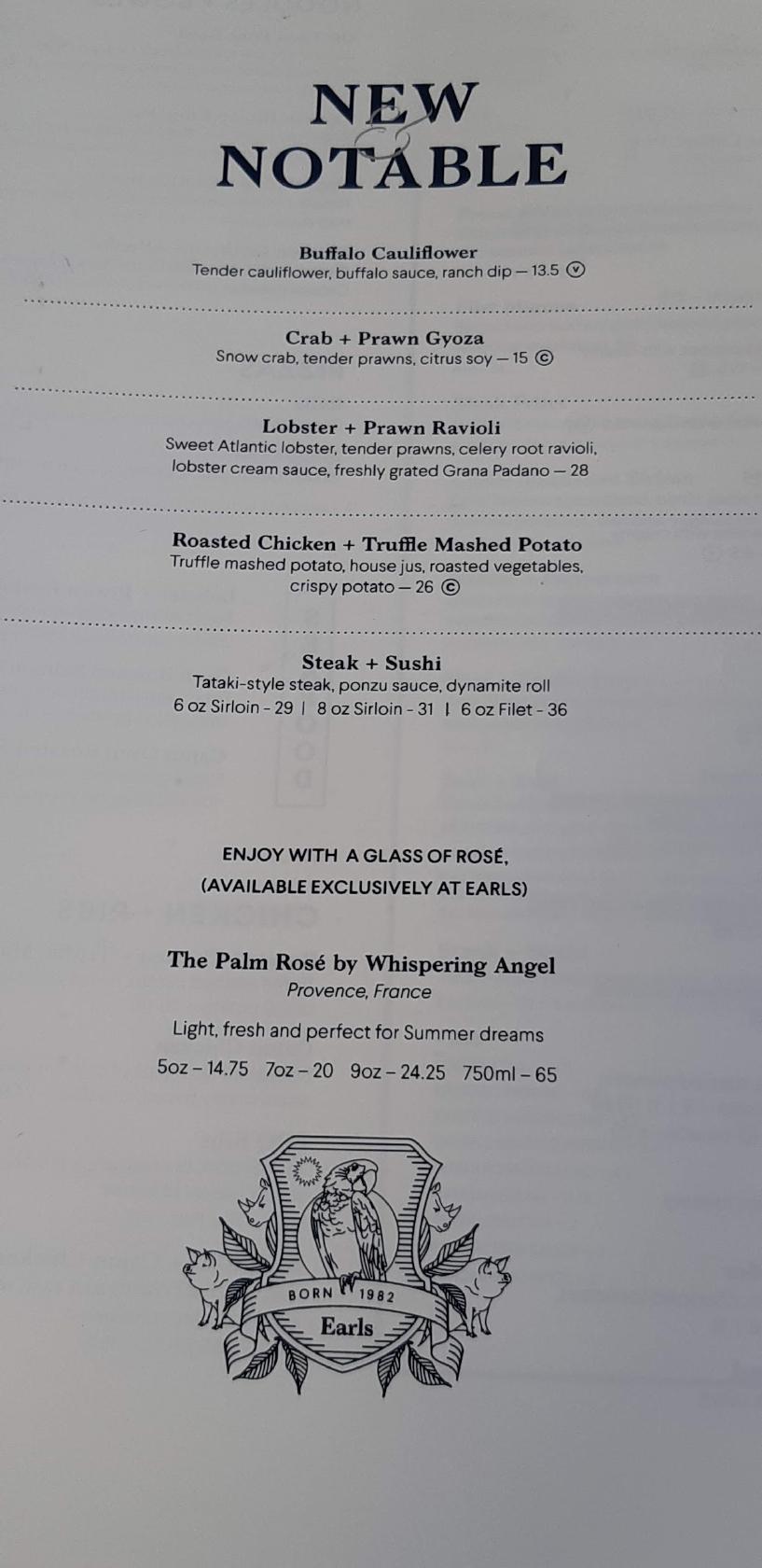 Menu at Earls Kitchen + Bar, London