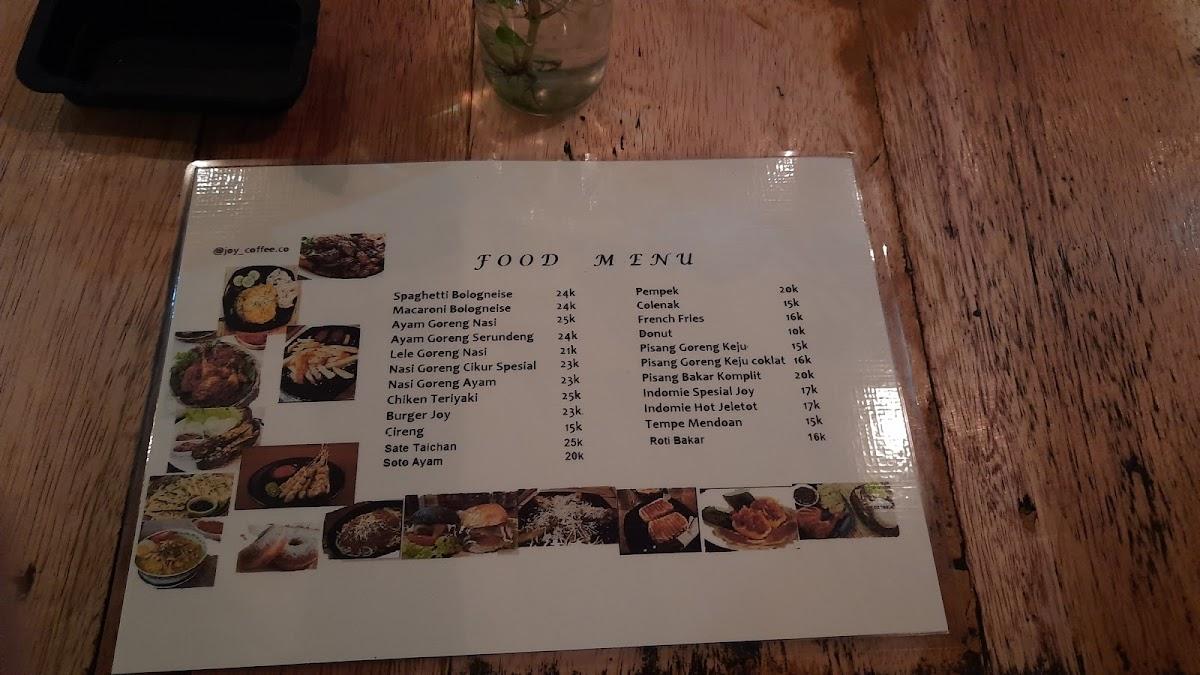 Menu at Joy Coffee.co cafe, Bandung