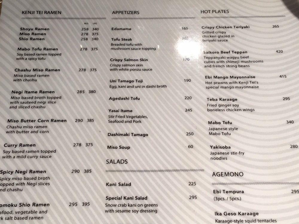 Menu at Kenji Tei - Alabang Town Center restaurant, Muntinlupa, Ground ...