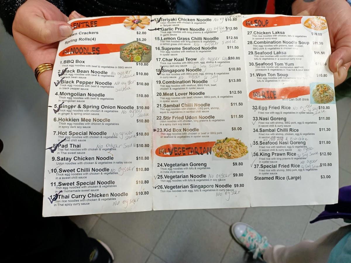 Menu at Mi Noodle restaurant, Harlaxton