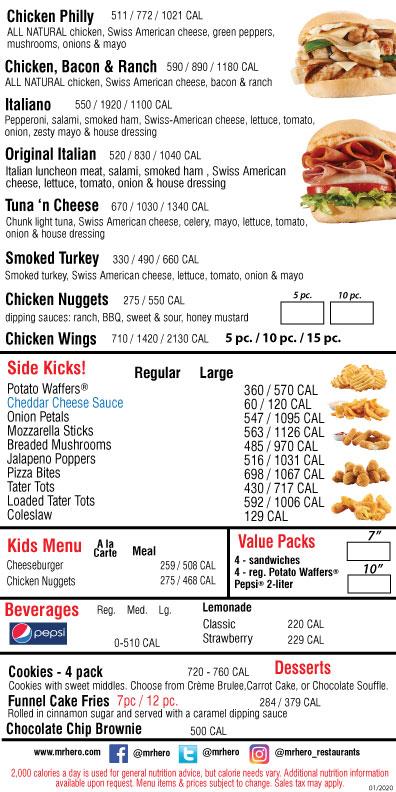 Menu at Mr. Hero with Drive-Thru fast food, Canton, B Maret Pl NE NE