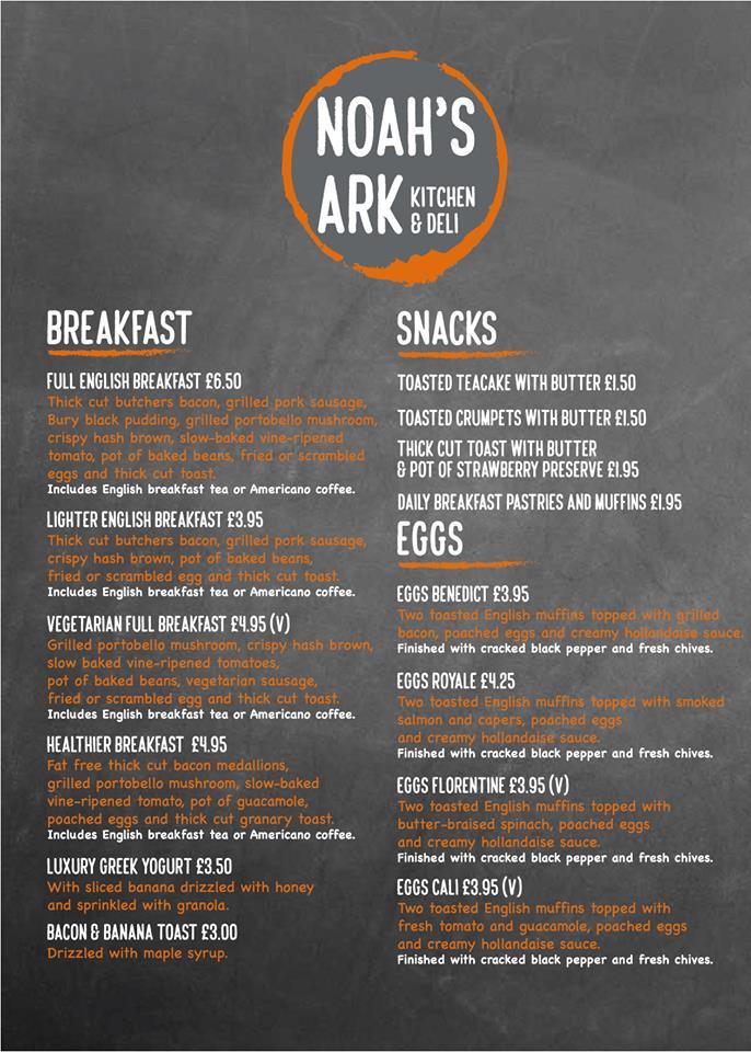 Menu at Noahs Ark Kitchen & Deli restaurant, Chorley