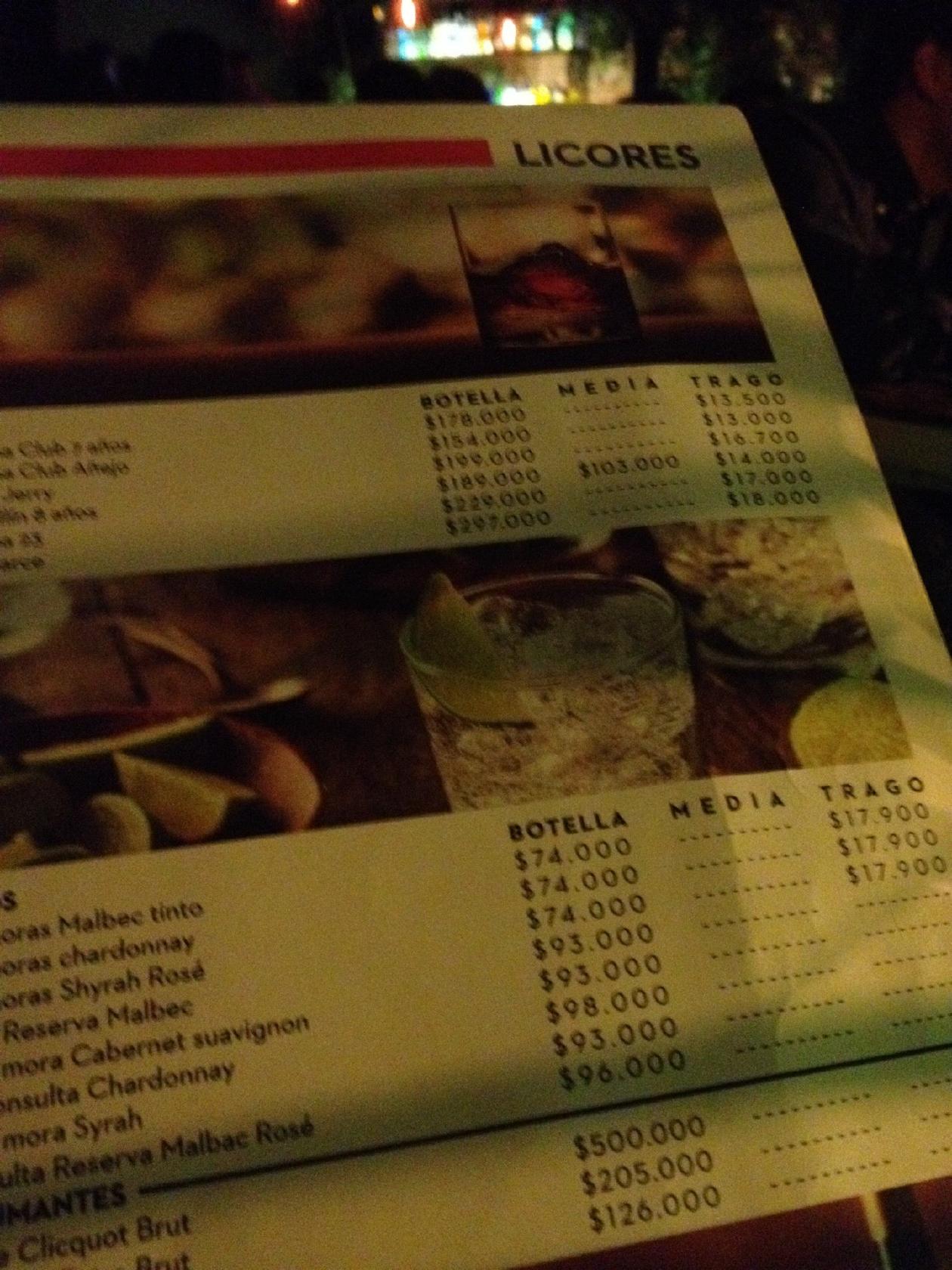 Menu at Panorama Rooftop Bar, Medellín, Cl. 8 #34-33