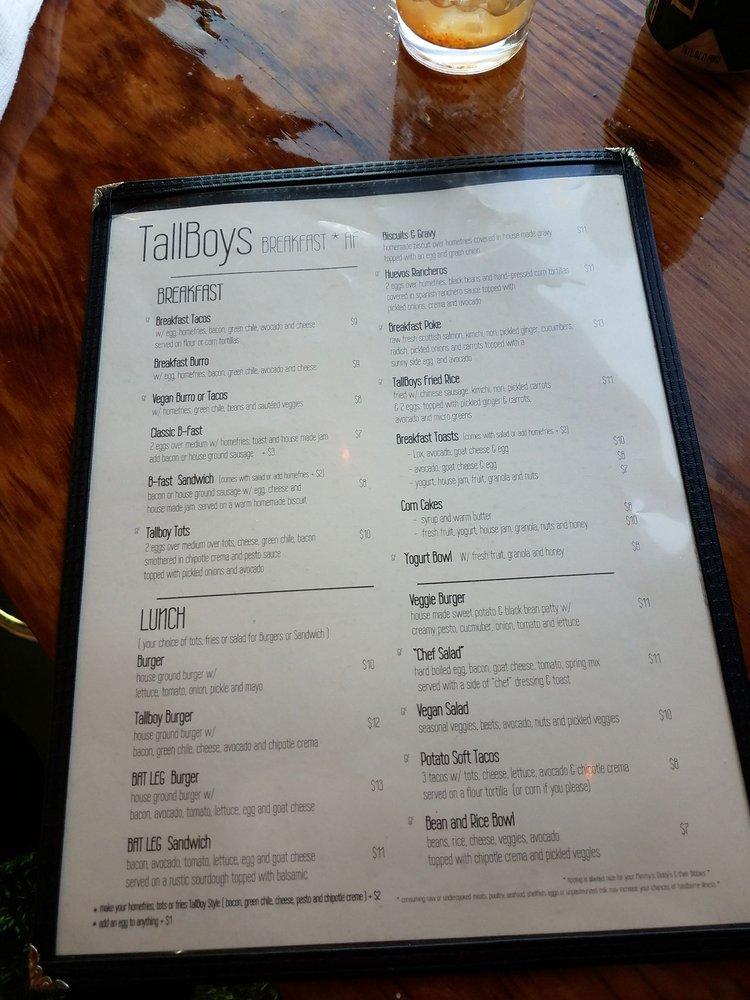 Menu at TallBoys pub & bar, Tucson